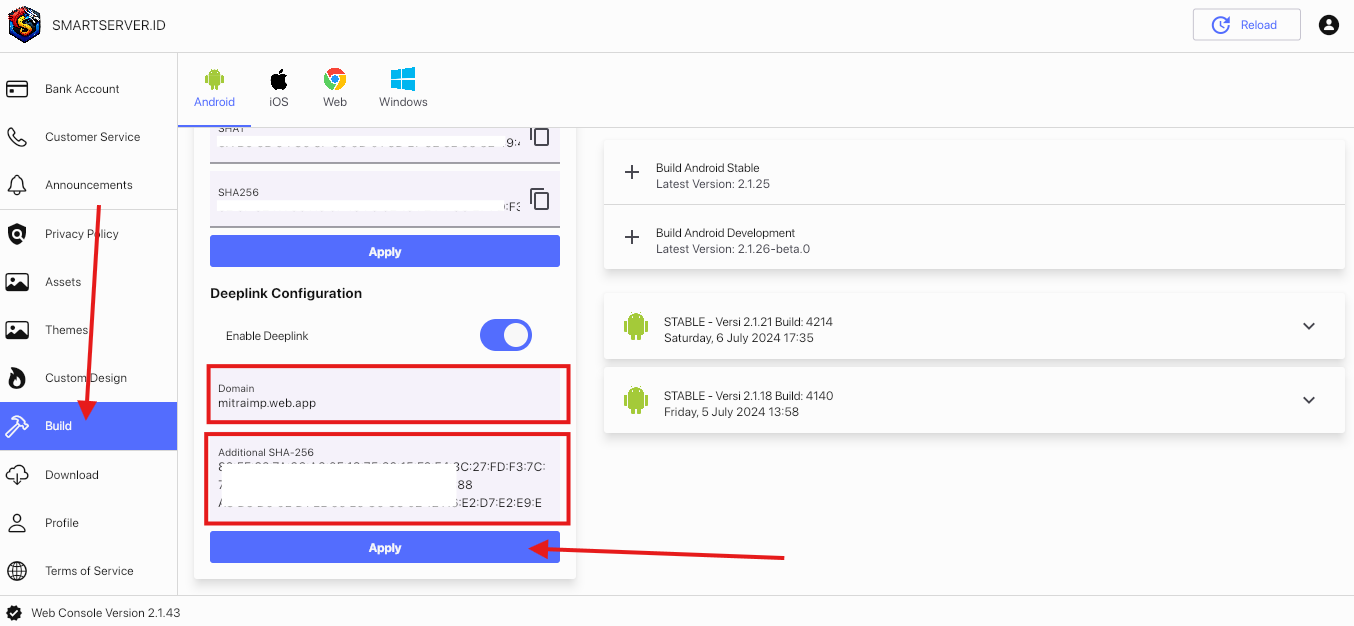 Configurasi DeepLink – PT INFINITY SMART INDONESIA