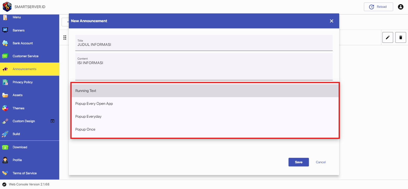 Tutorial Buat Informasi di Aplikasi – PT INFINITY SMART INDONESIA